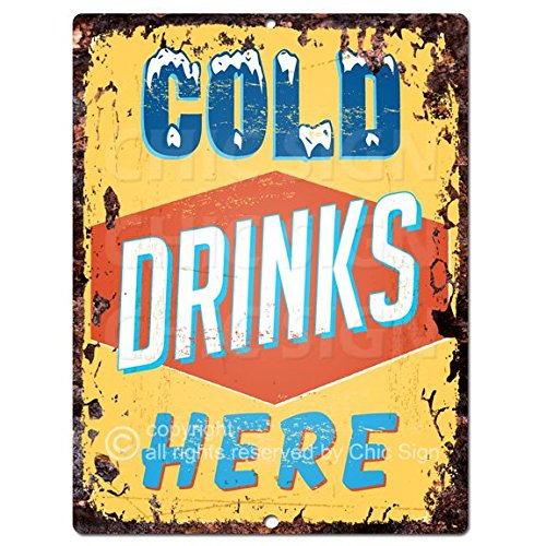 Cold Drinks Here Sign Rustic Vintage Retro Kitchen Bar Pub Wall Decor 9 ...