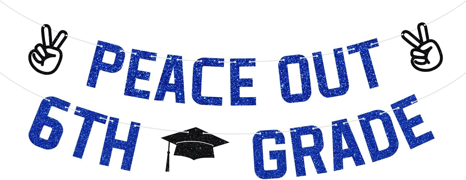 Amazon.com: Zatain Peace Out 6th Grade Banner, 6th Grade Level Complete ...