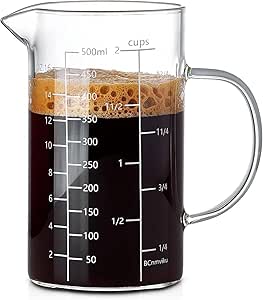 Amazon.co.jp: Measuring Cup, 16.9 fl oz (500 ml) with Handle, Shot ...