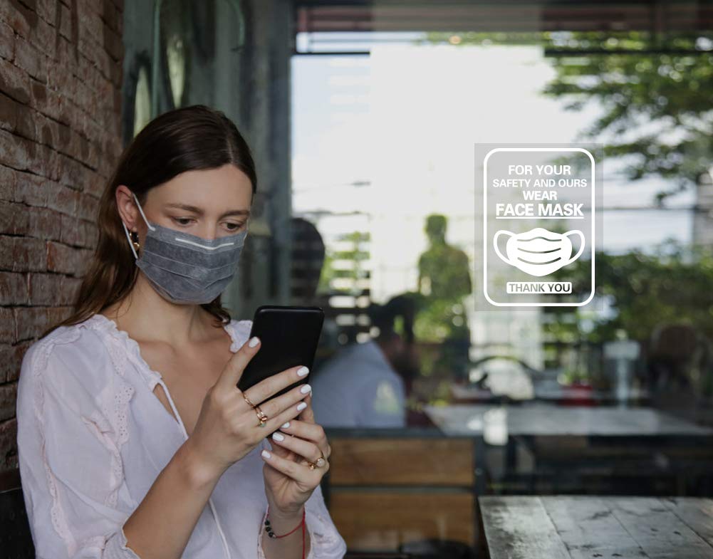 Buy WaaHome Wear Face Mask Window Sticker Decal Keep 6 Feet Social ...