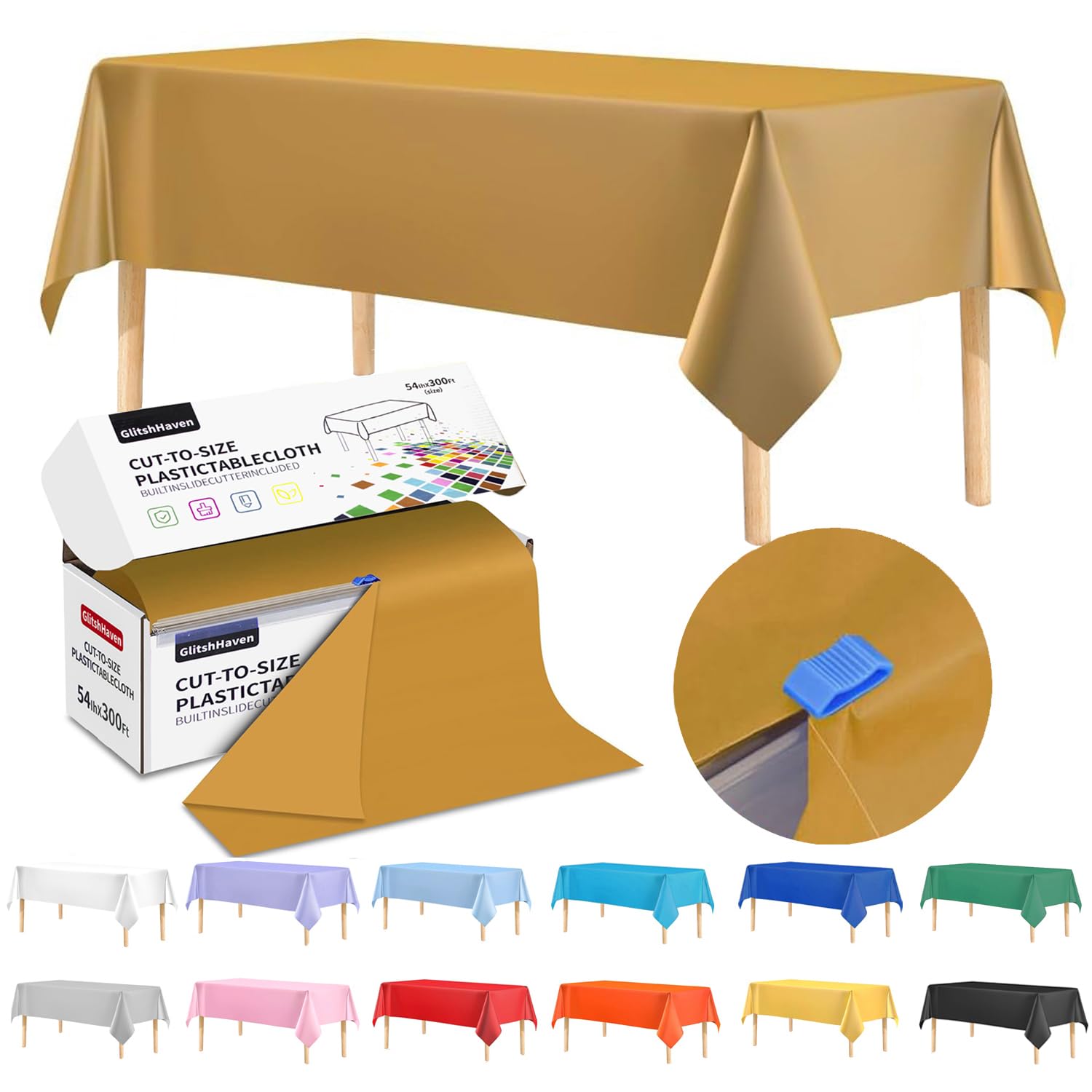 Amazon.com: GlitshHaven 54 Inch X 300 Feet Plastic Table Cover Roll ...