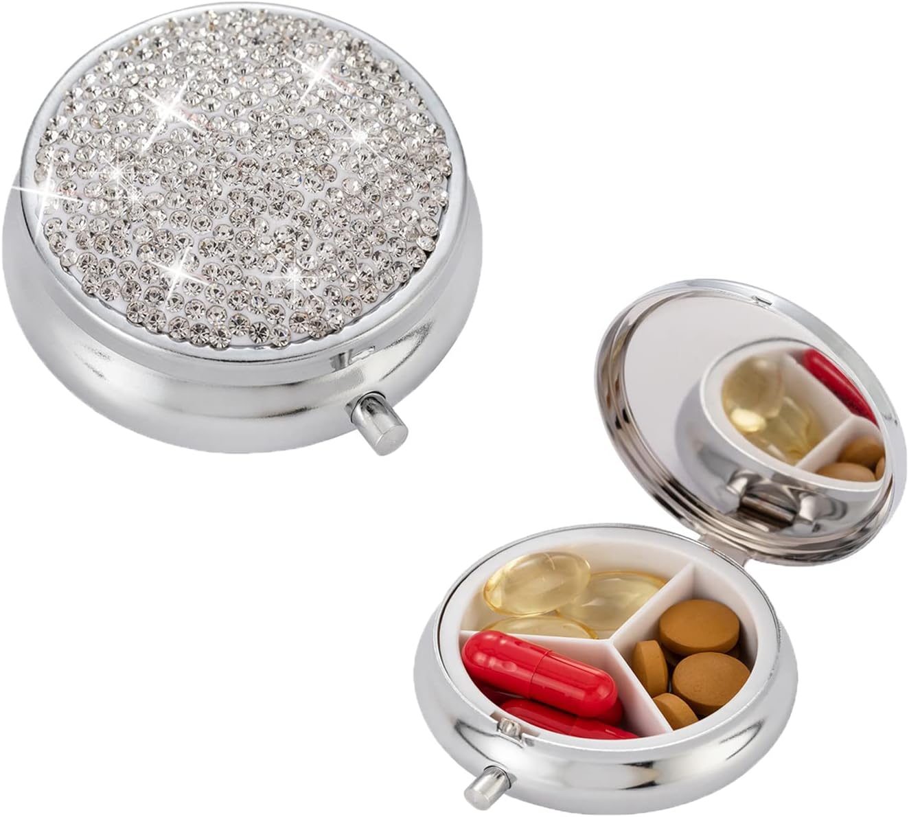 Amazon.com: Bling Rhinestone Pill Bottle Organizer Daily Travel Pill ...
