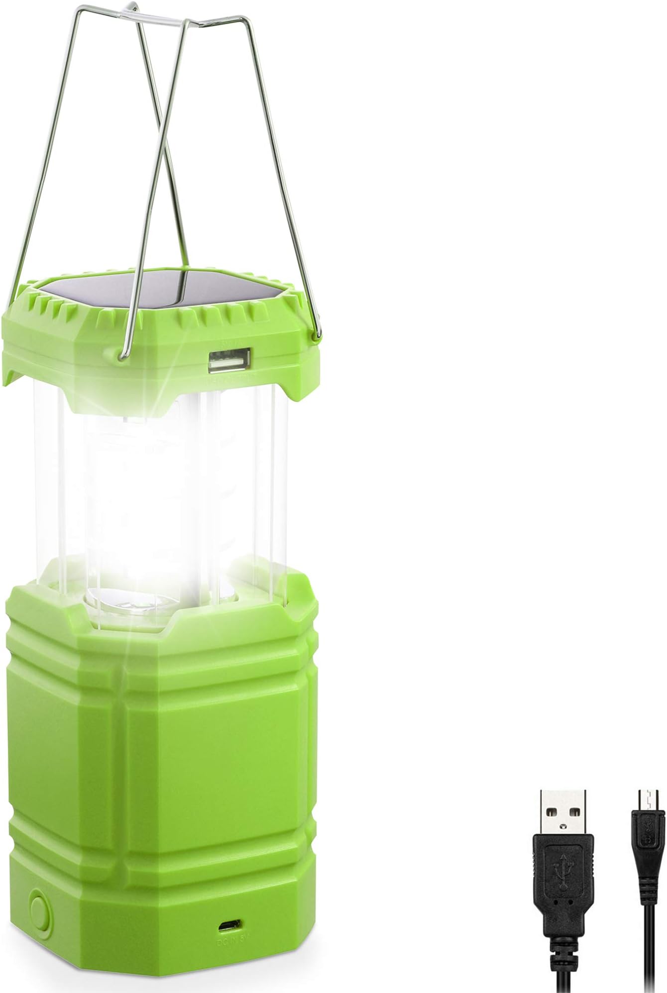 Solar Camping Lantern, Ultra Bright Collapsible Hand Crank LED ...