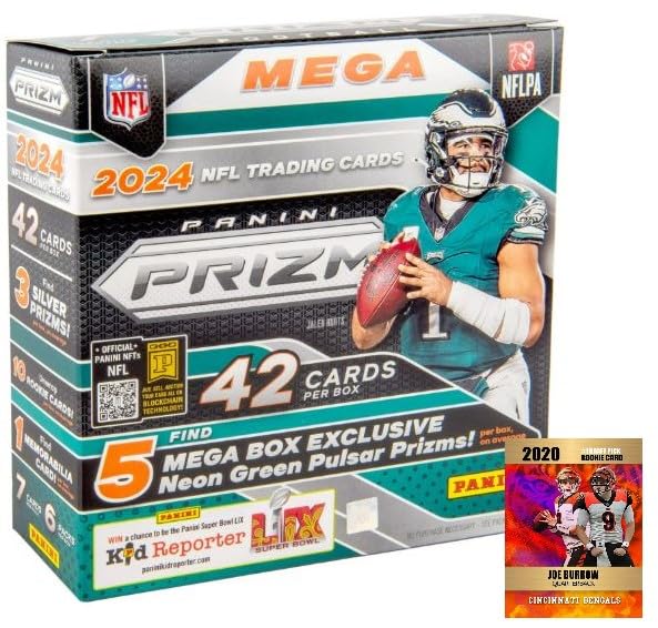NEW 2024 Panini PRIZM Sealed Football Card MEGA Box, 42 Cards, 5 ...