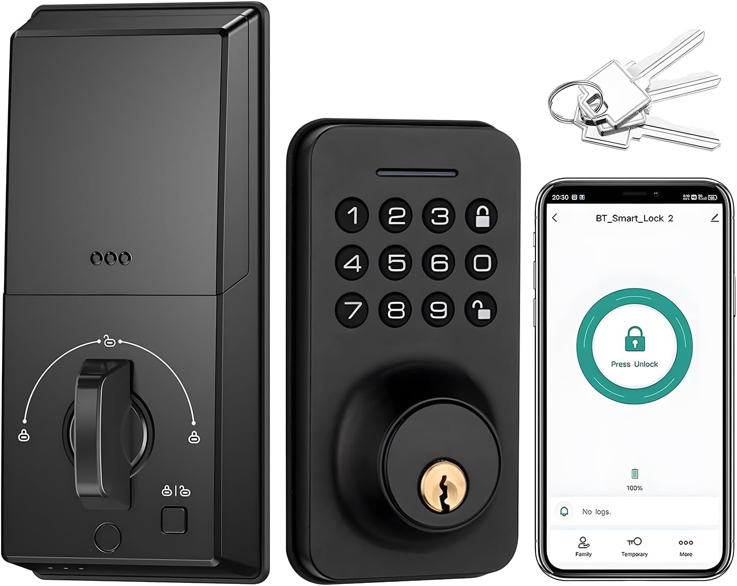 Cerradura Inteligente, BYCRAY Cerradura Inteligente para Exterior, 3 en ...