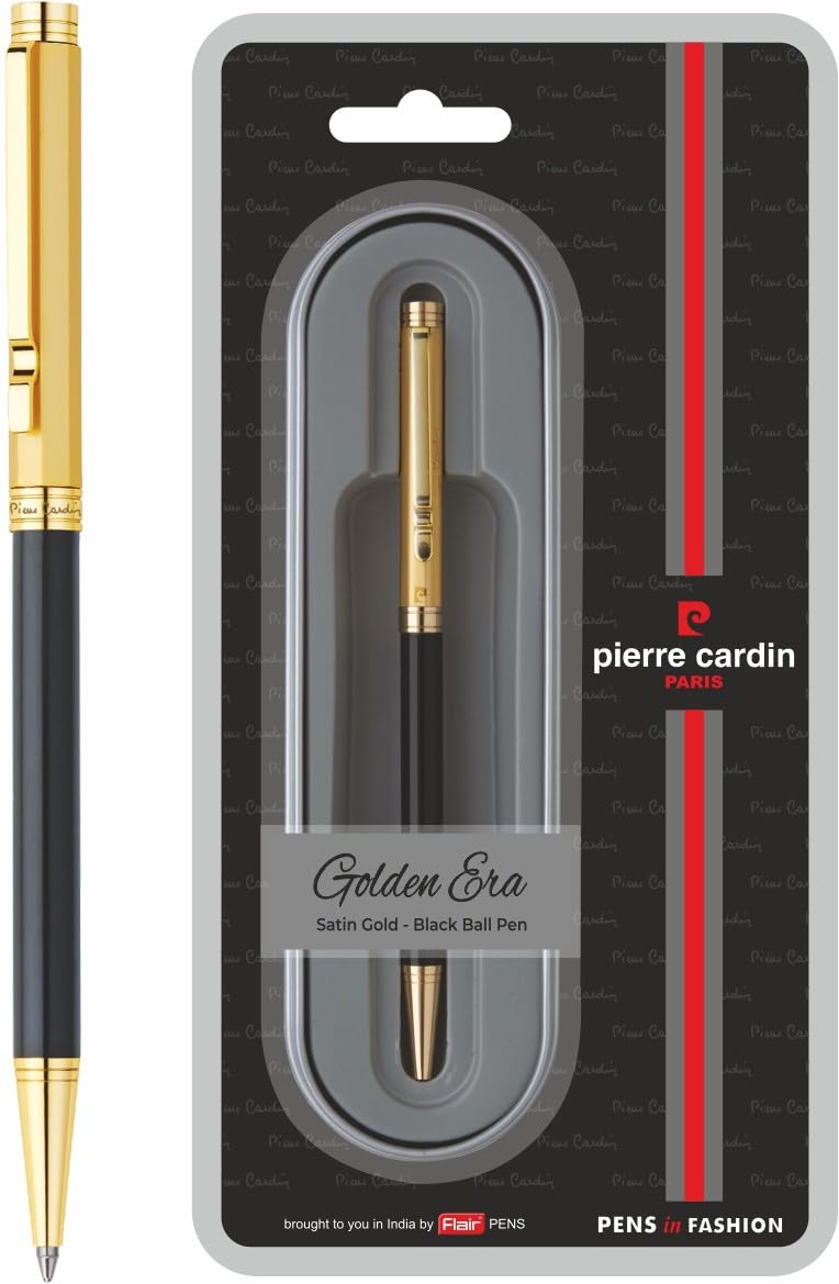 Pierre Cardin Golden Era Satin Gold-Black Premium Metal Ball Pen with ...
