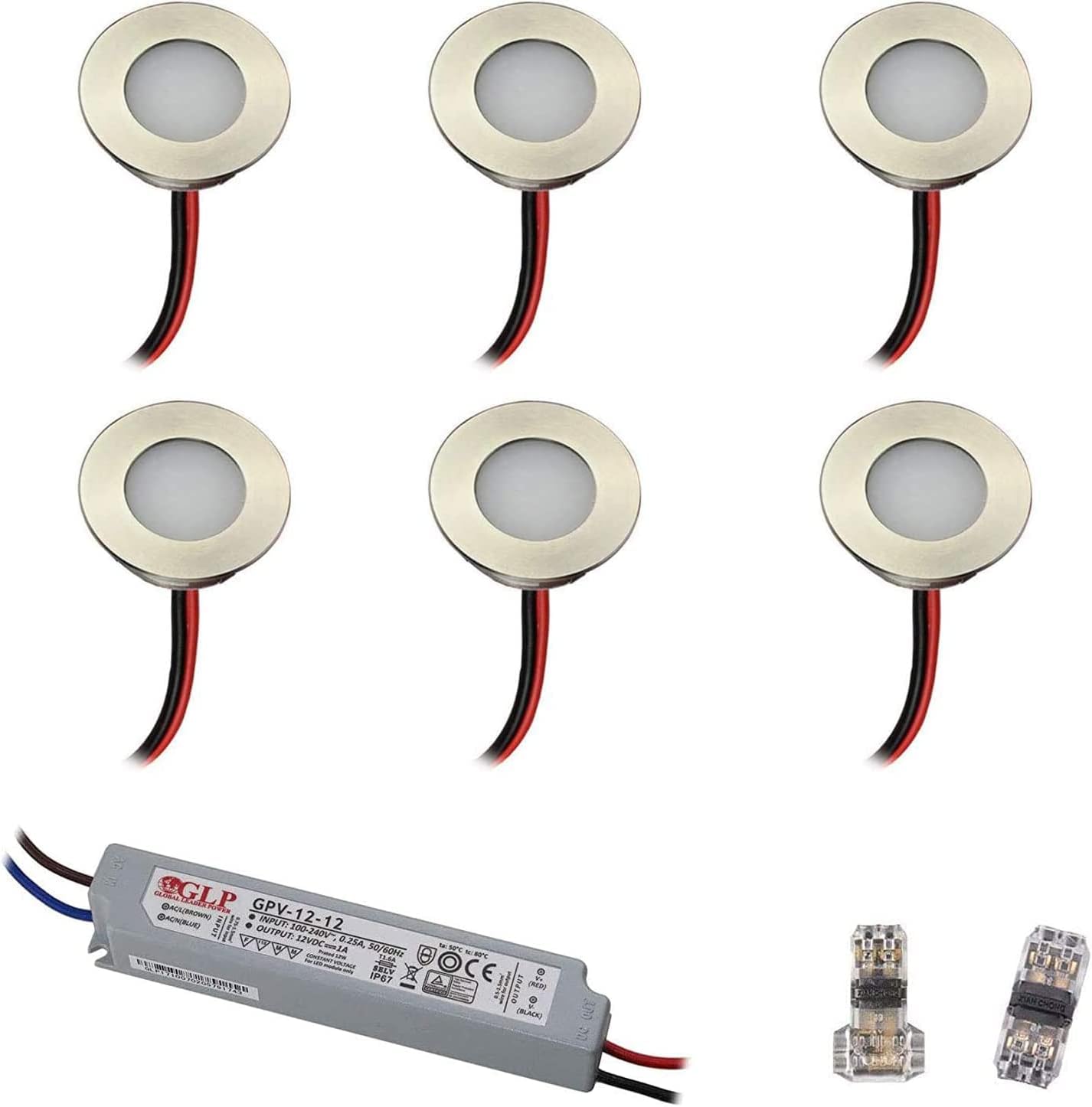 VBLED® LED Mini Bad-Einbauleuchte 6er KIT mit LED Trafo, rostfreier ...