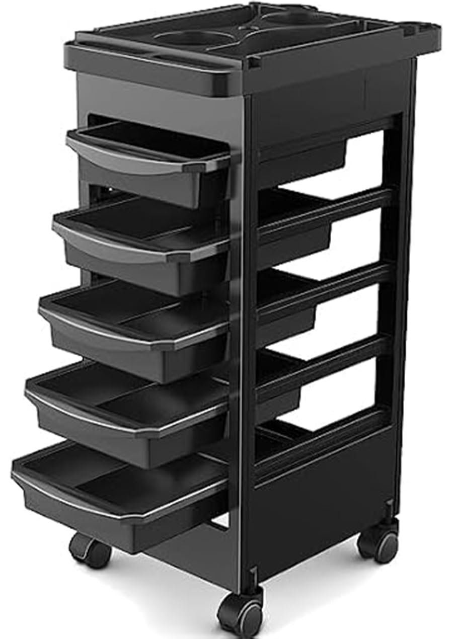 Qtavia Budget Hair Styling Salon Trolley Cart with Wheels and 5 Drawers ...
