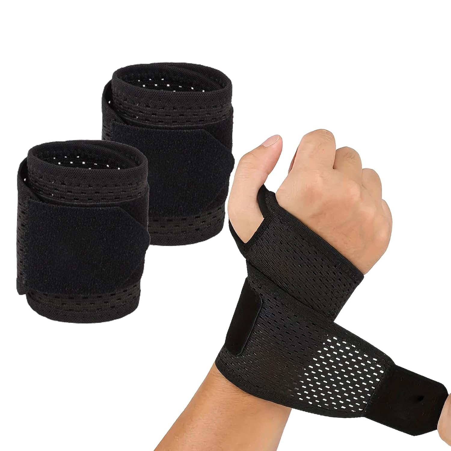 Wrist Brace 2-Pack, Adjustable Wrist Support for Carpal Tunnel Pain ...