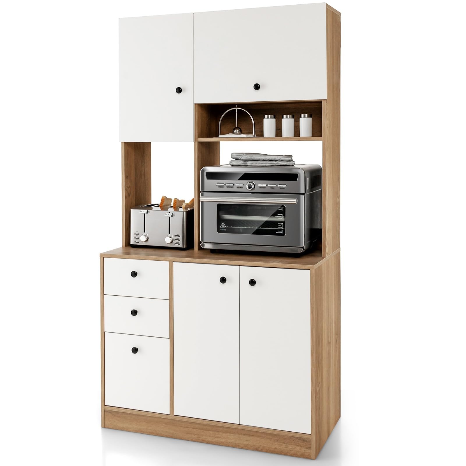 ( incomplete, box 1 of 2 ) Freestanding Kitchen Buffet with Hutch ...