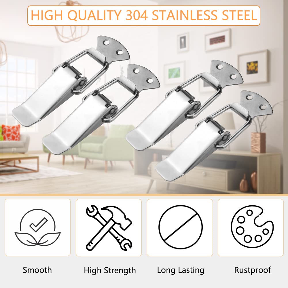 DGBRSM 2PCS 90 Degree Stainless Steel Duckbill Hook Lock Spring Loaded ...