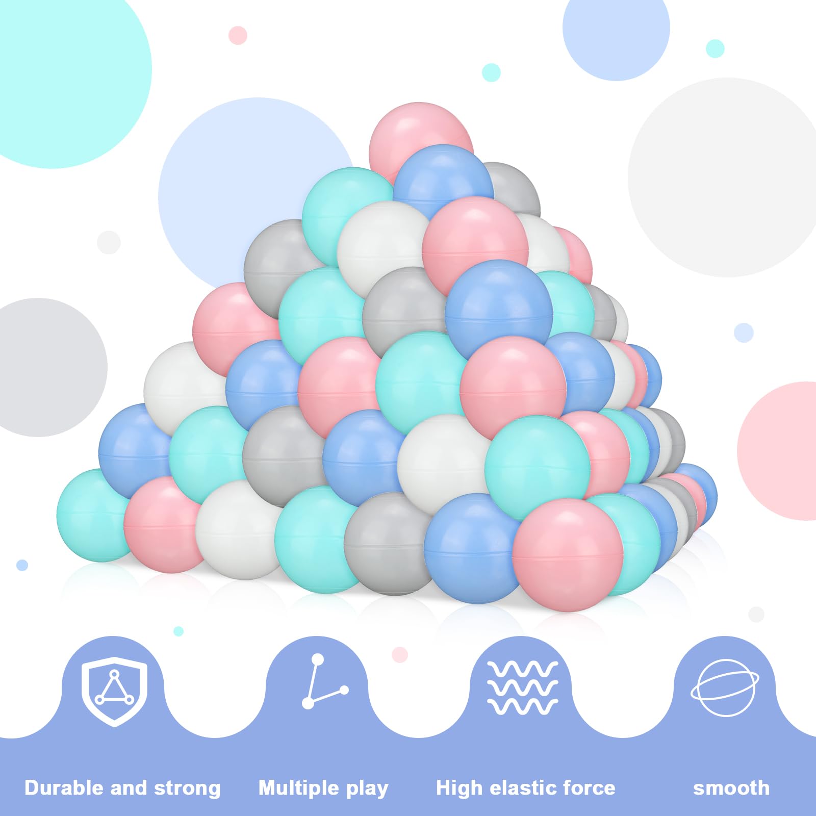 Lenwen 500 Pcs Soft Plastic Ball Pool Balls, 5 Macaron Colors Plastic ...