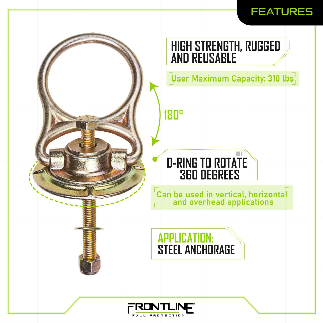 Anchor Swivel Frontline Fall Protection COM345K MEGA Swivel 5k Concrete ...