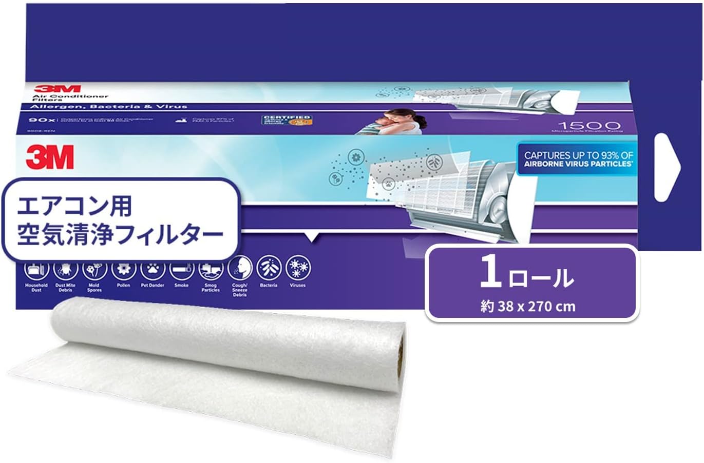 (Amazon.co.jp Exclusive) 9809-RJP 3M Air Purifier Filter for Air Conditioners, Premium Grade ...