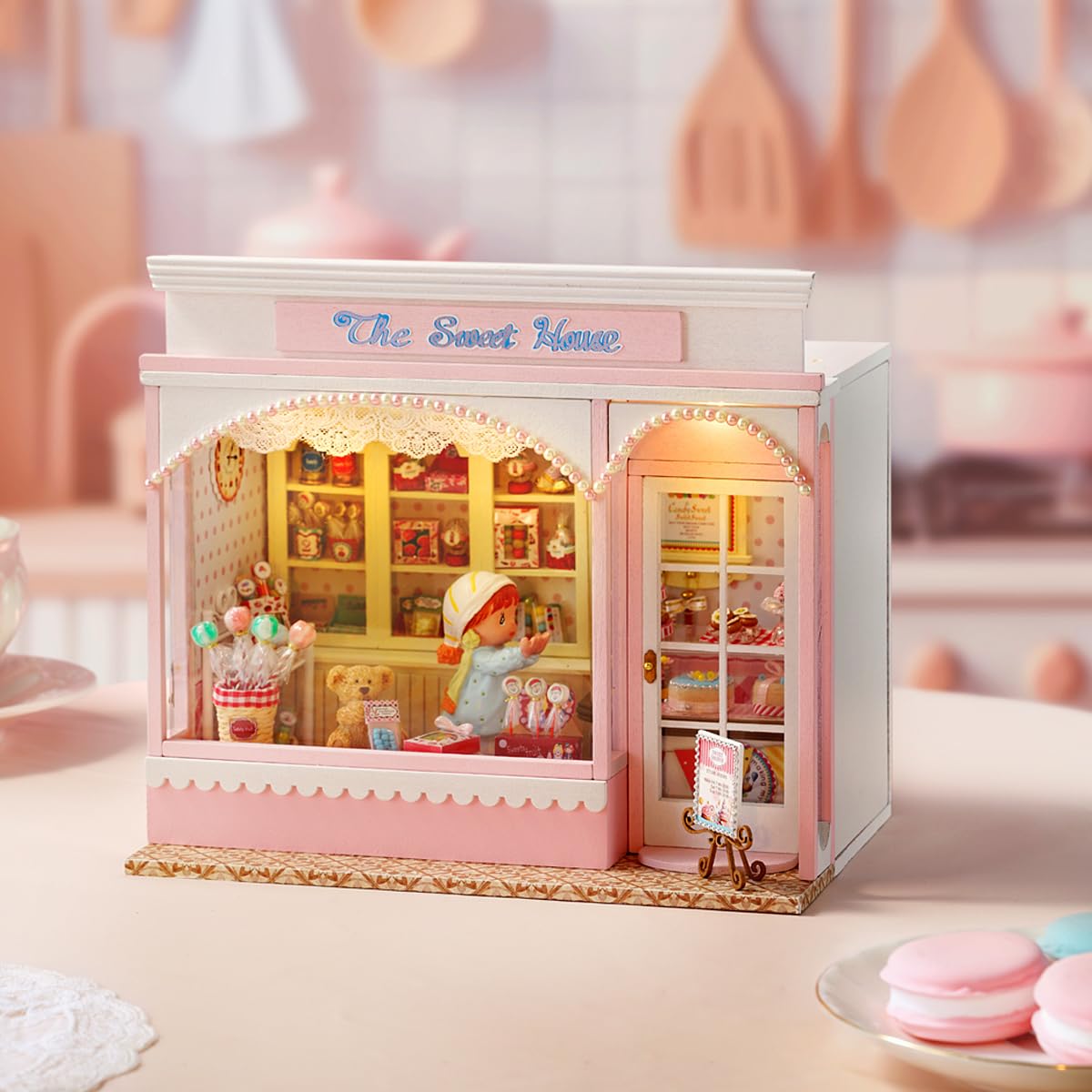 Amazon.com: CUTEROOM DIY Miniature Doll House Kit Wooden Dollhouse Kit ...
