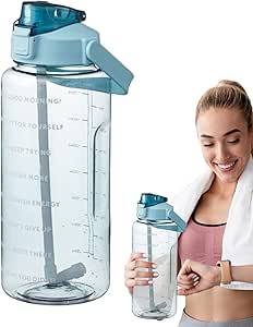 Botella deportiva grande de 2 litros, botella de agua de 2 litros con marcador, botellas de agua ...