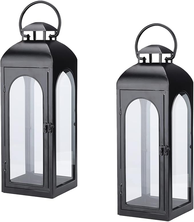 Amazon.com: 2 Pack Luxury Modern Lanterns Decorative Tall 16 Inches ...