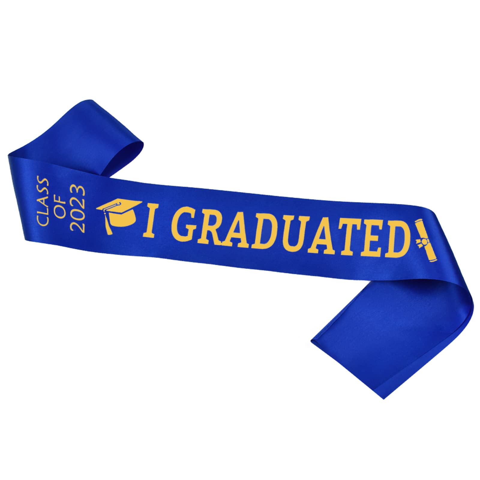 Blue Graduation Sash With Gold Glitter Letter I Graduated Class ...