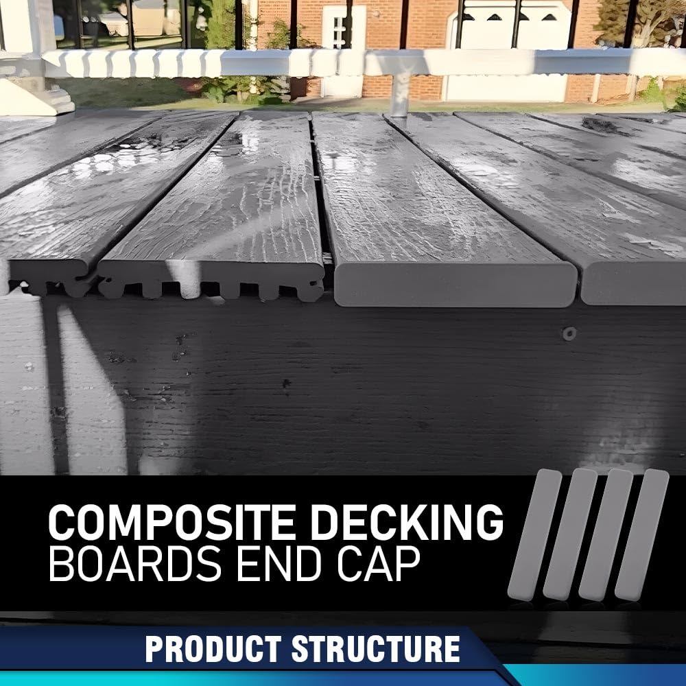 Snapklik.com : 4 PCS Composite Decking Boards End Cap 5.5" Dark Gray