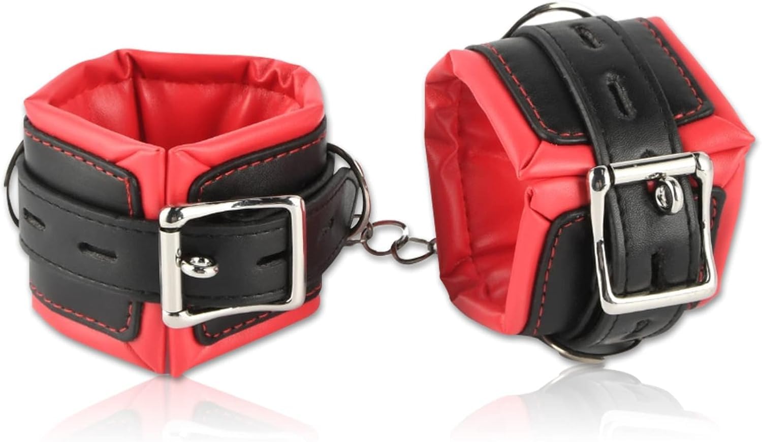 Cosplay Handcuffs Accessories Fluffy Handcuff Set With Chain - Red Faux ...