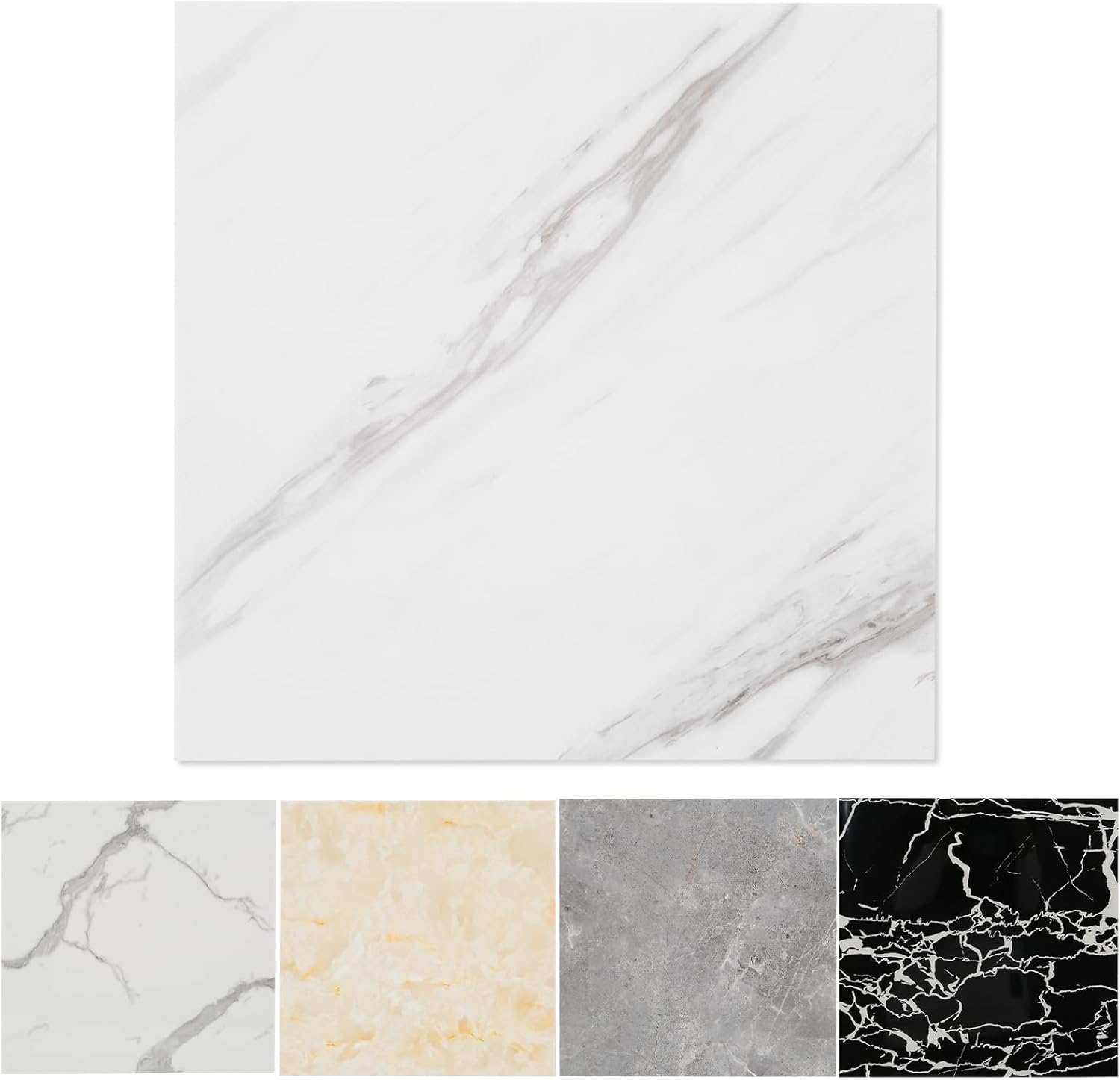 WMLBK 22pcs Marble Tile Stickers for Kitchen Bathroom, 30x30cm, White ...