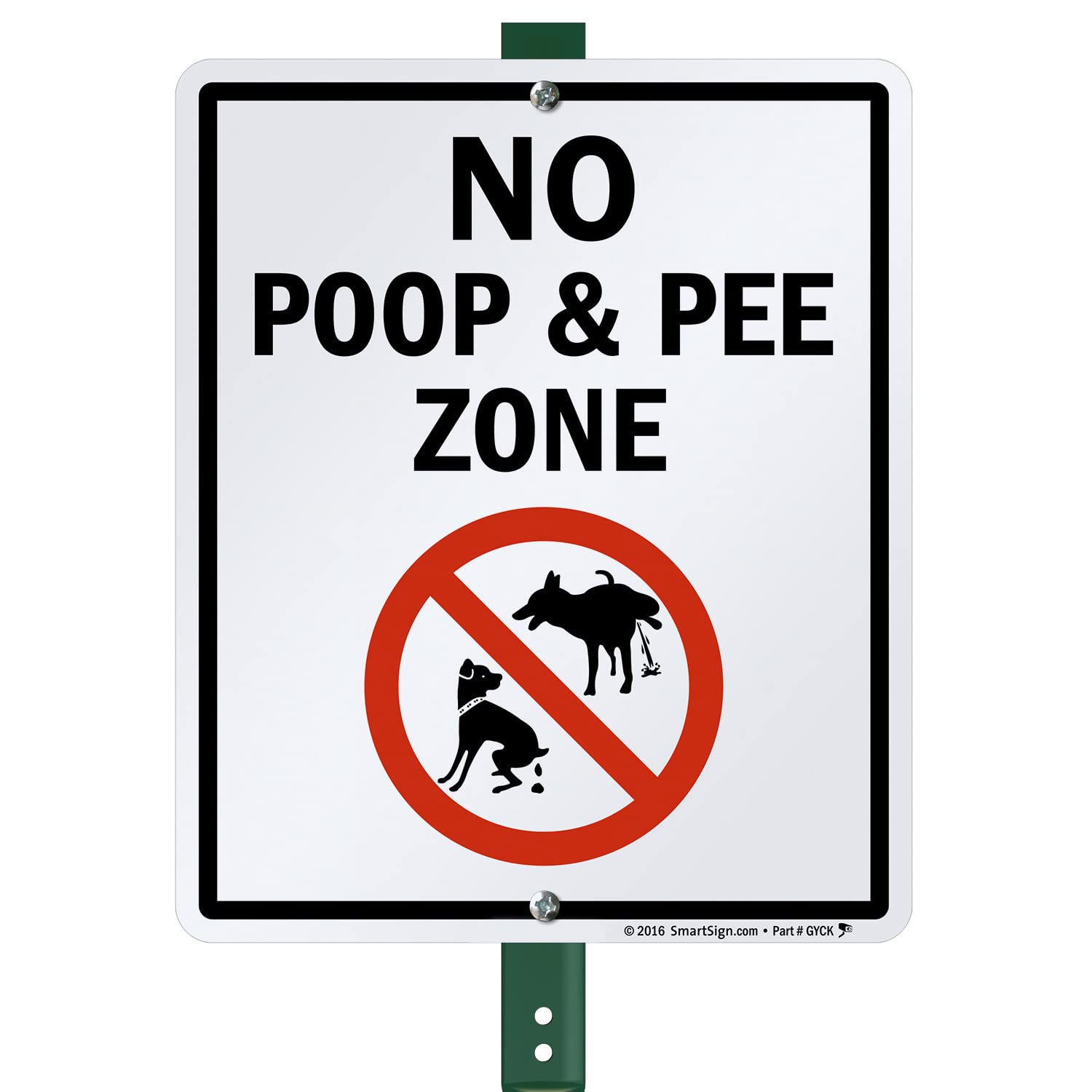 SmartSign 12 x 10 inch “No Poop And Pee Zone” LawnBoss Yard Sign with 3 ...