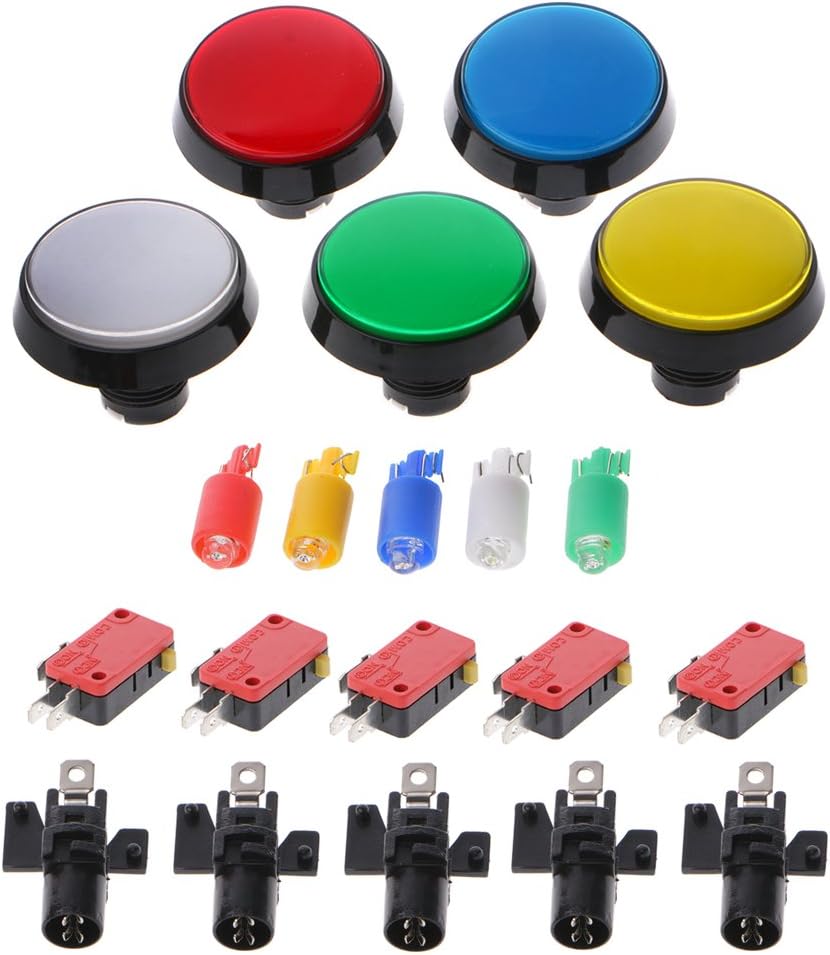 Amazon.com: Arcade Push Button, Asukohu 5 Pcs/Set 5 Colors 60mm Round ...