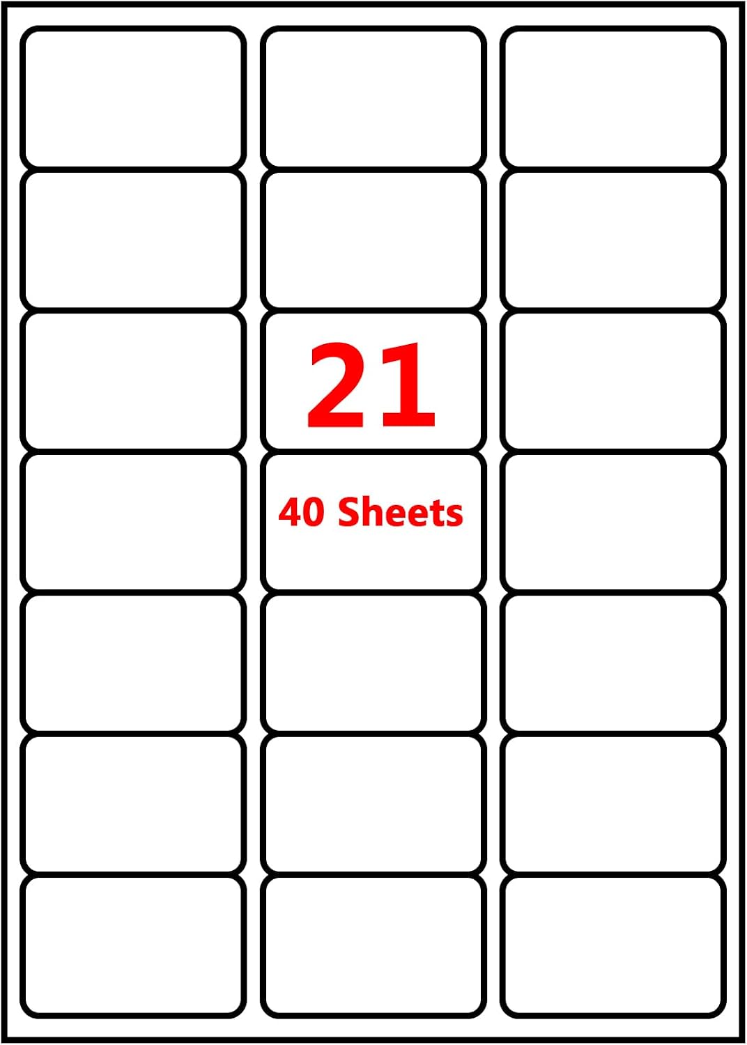 PACK4YA 21 Labels per A4 Sheet, 63.5 x 38.1 mm White Self Adhesive ...