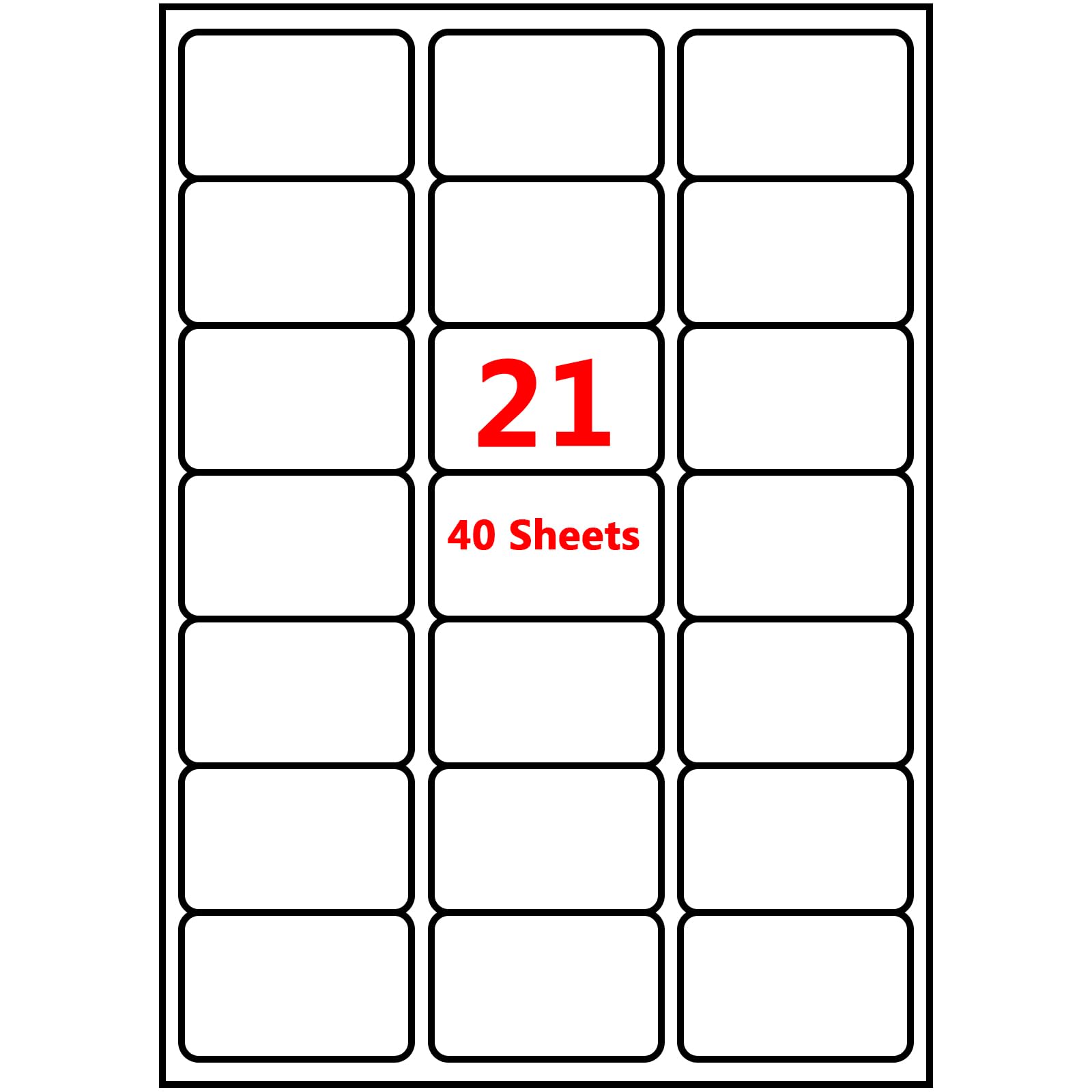 PACK4YA 21 Labels per A4 Sheet, 63.5 x 38.1 mm White Self Adhesive ...