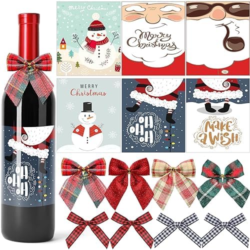 Amazon.com: Craftsatin 120 Pcs Christmas Wine Bottle Label Stickers and ...