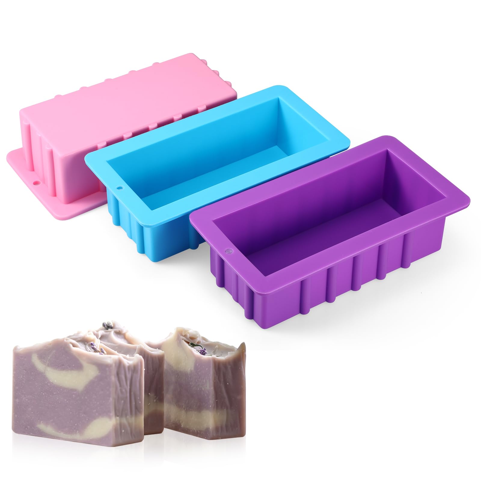 Amazon.com: Domensi 3 Pcs Large Soap Molds 9.6 x 5.1 x 2.6 Inches ...