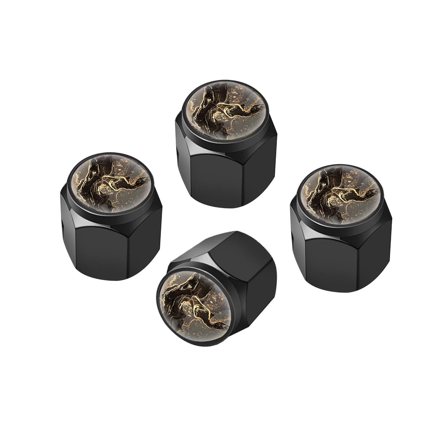 Snapklik.com : Tire Valve Stem Caps Cover,4 Pcs Metal Black Air Valve ...