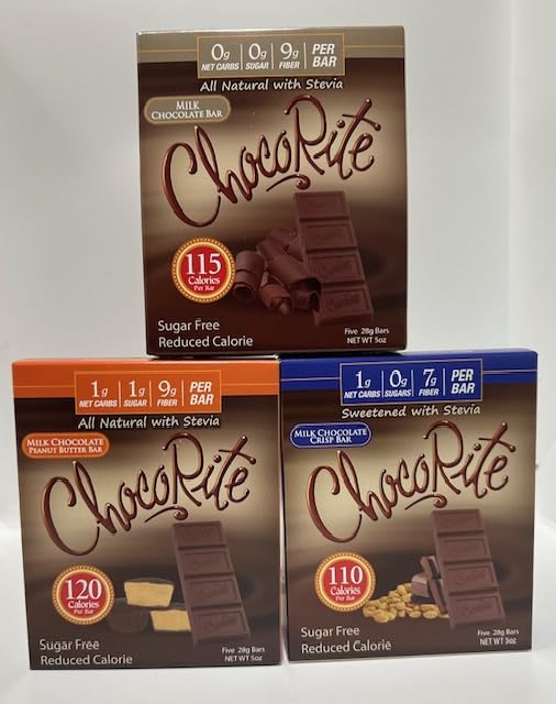 Amazon.com: Chocorite Sugar Free Reduced Calorie Milk Chocolate Bars, 3 ...