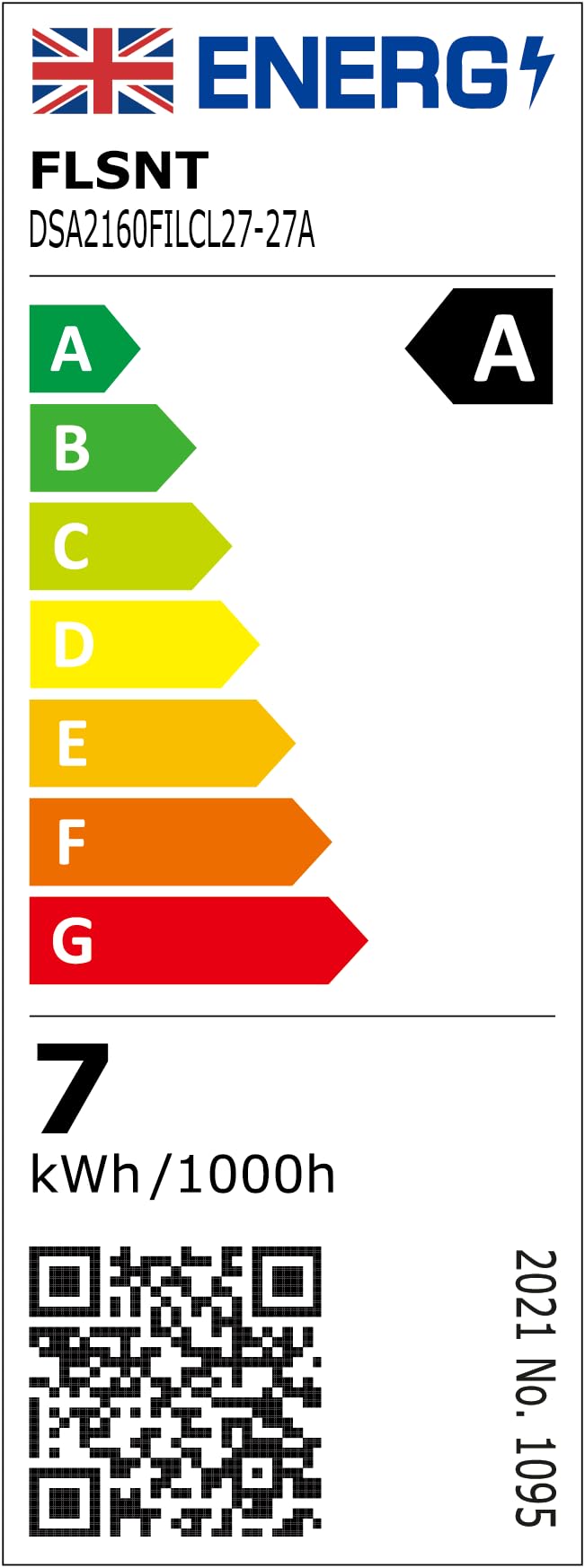 FLSNT Energy Efficient A Class E27 Screw Bulb 100W Equivalent, 7W A70 ...