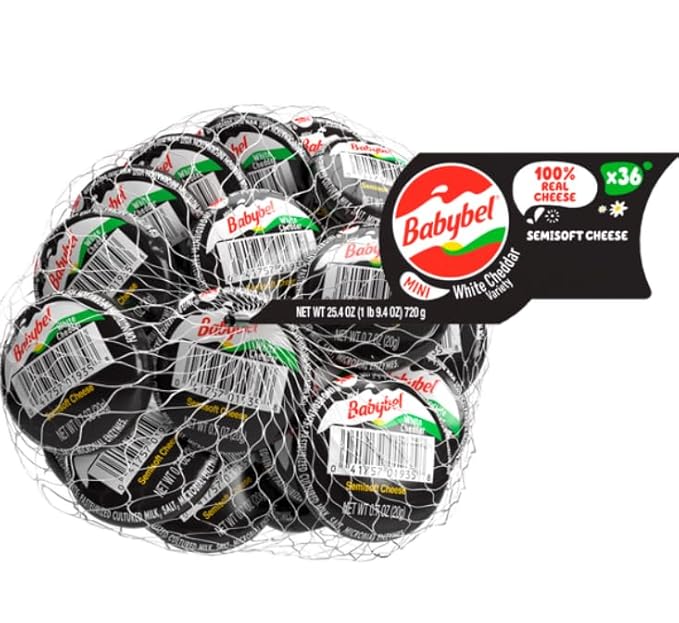 Amazon.com: Babybel Mini Snack Cheese, White Cheddar, 0.7 oz, 36 ct ...