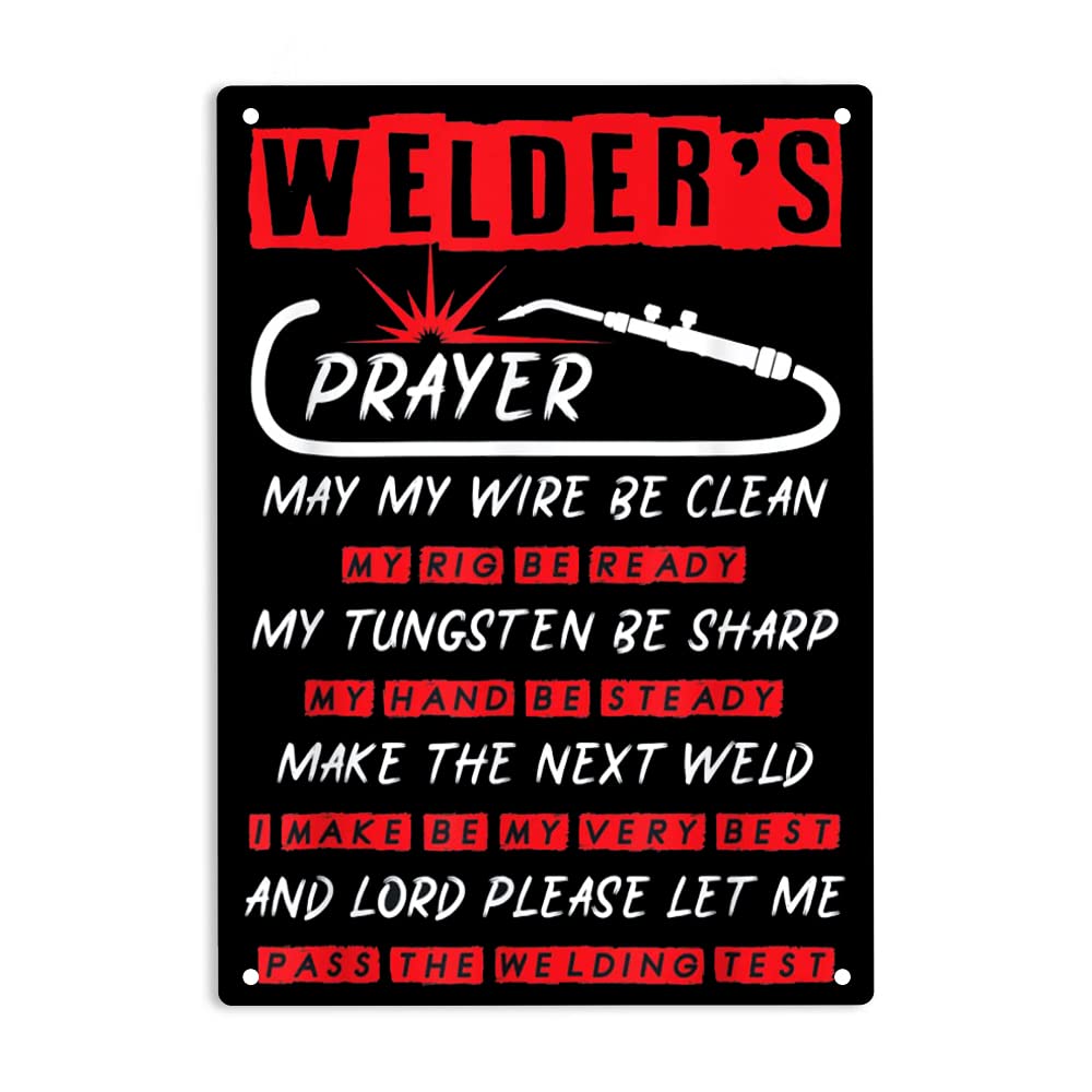 Amazon.com: Welder Prayer Welding Desire Rules Sign Metal Tin Signs ...