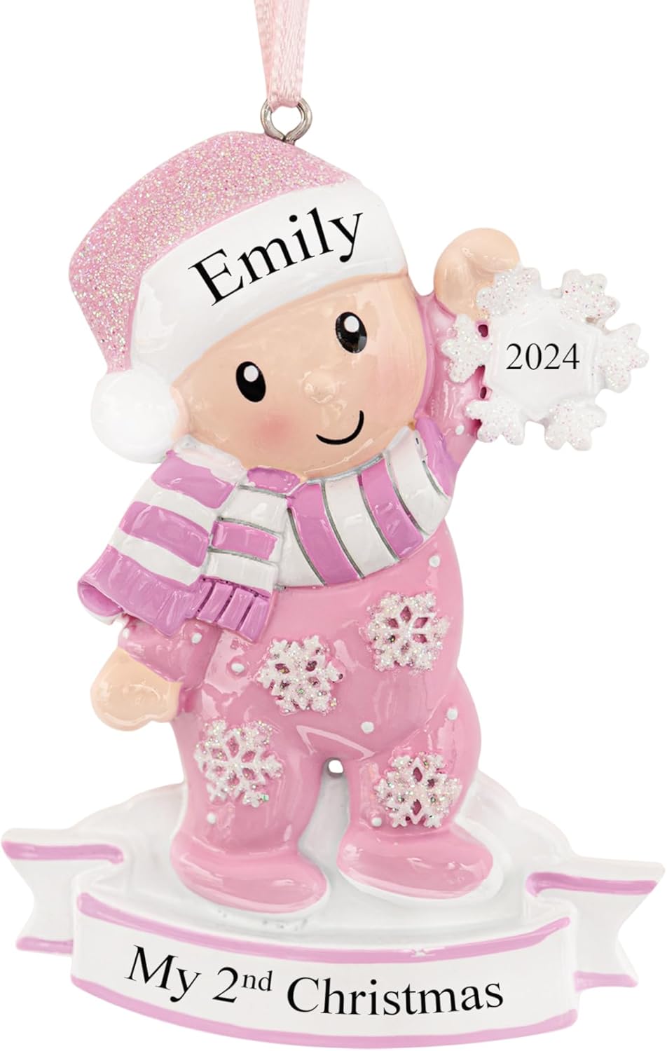 Amazon.com: Personalized Baby's Second Christmas Ornament 2024 | Custom Baby Girl Christmas Tree ...