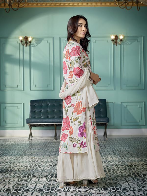 Royal Export Women's Viscose Floral /Mirror Work Embroidered Straight ...
