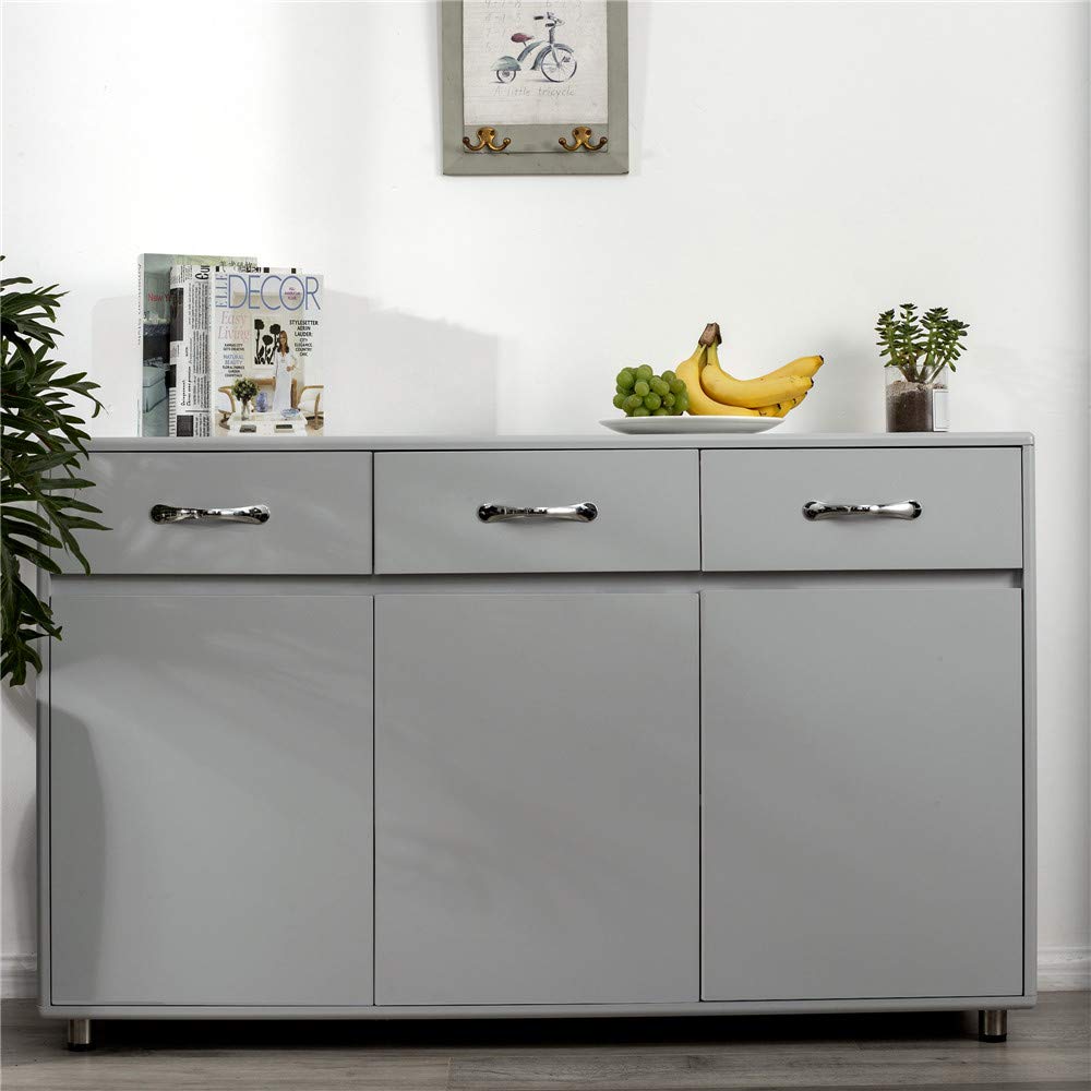 Buy SSLine Grey Wood Buffet Sideboard Kitchen Server Storage Cabinet ...