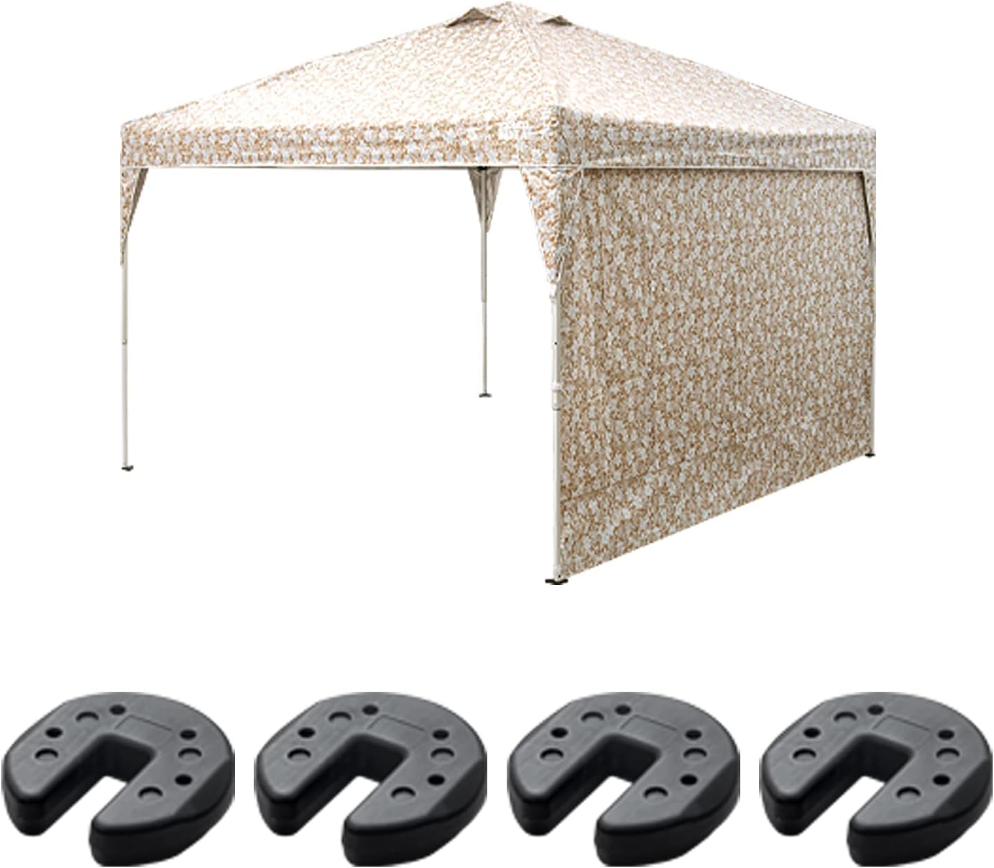 Amazon.co.jp: タンスのゲン タープテント サイドシート付 ウェイト付 高耐水性 UVカット 3m×3m 簡単設営 フック式 高さ階調節可能 74100074(86681 ...