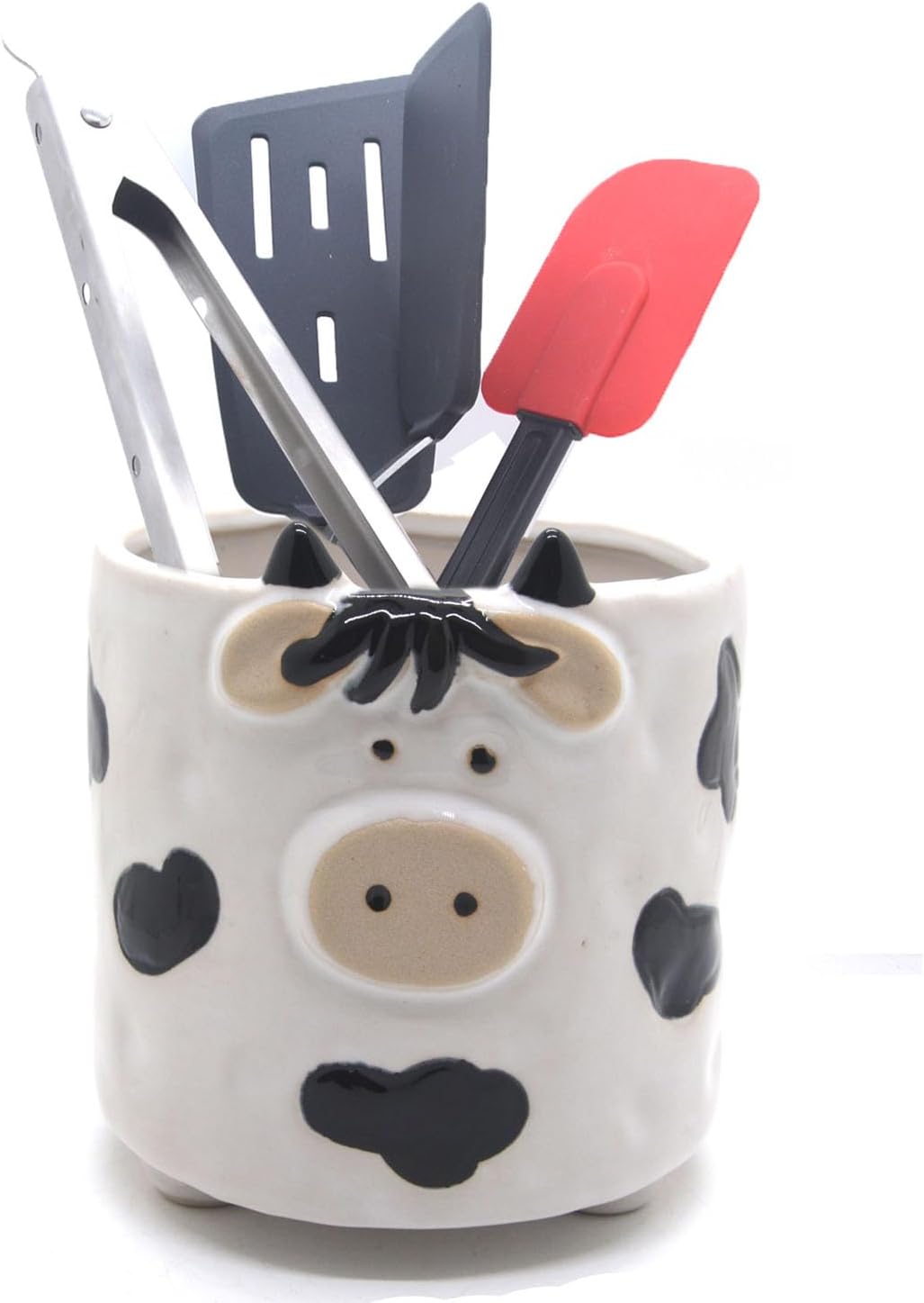 Amazon.com: MONMOB Ceramic Cow Kitchen Utensil Holder For Countertop ...