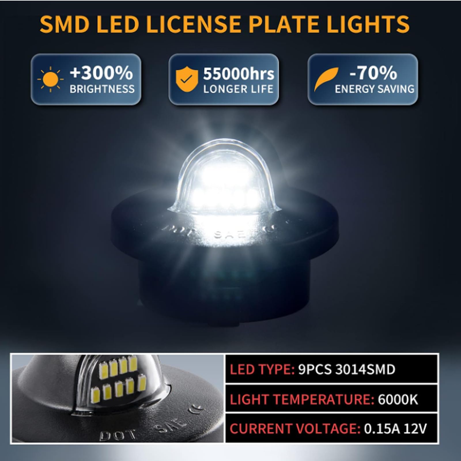 Snapklik.com : PerfecTech LED License Plate Lights Bright White Rear Bumper Tag Lamp Assembly ...