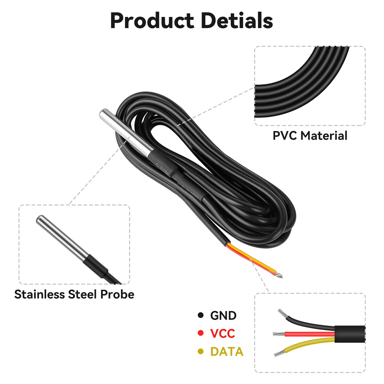 Snapklik.com : YELUFT 6 Pack DS18B20 Temperature Sensor High-Accuracy ...