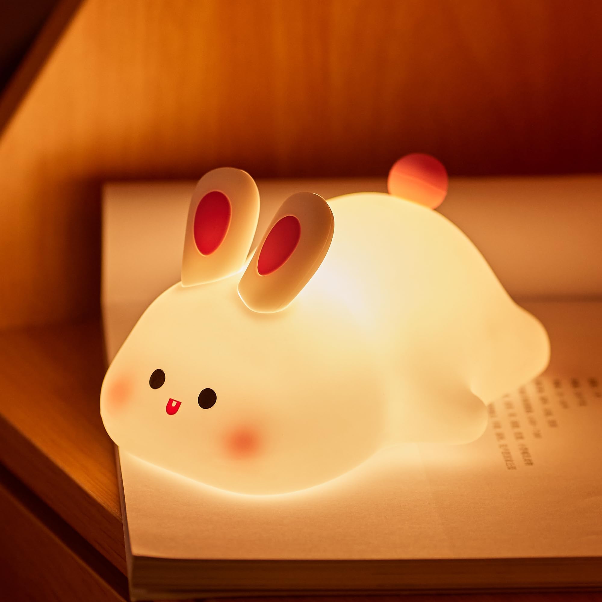 Amazon.com: Mubarek Baby Night Light Big Face Rabbit Light,16 Colors ...