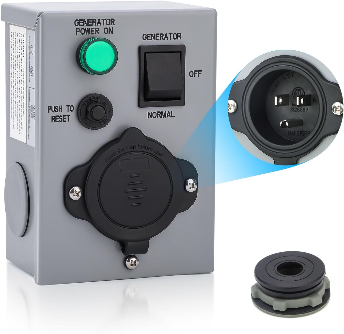 ShinePick Manual Generator Transfer Switch 15 Amp, ETL Listed ...