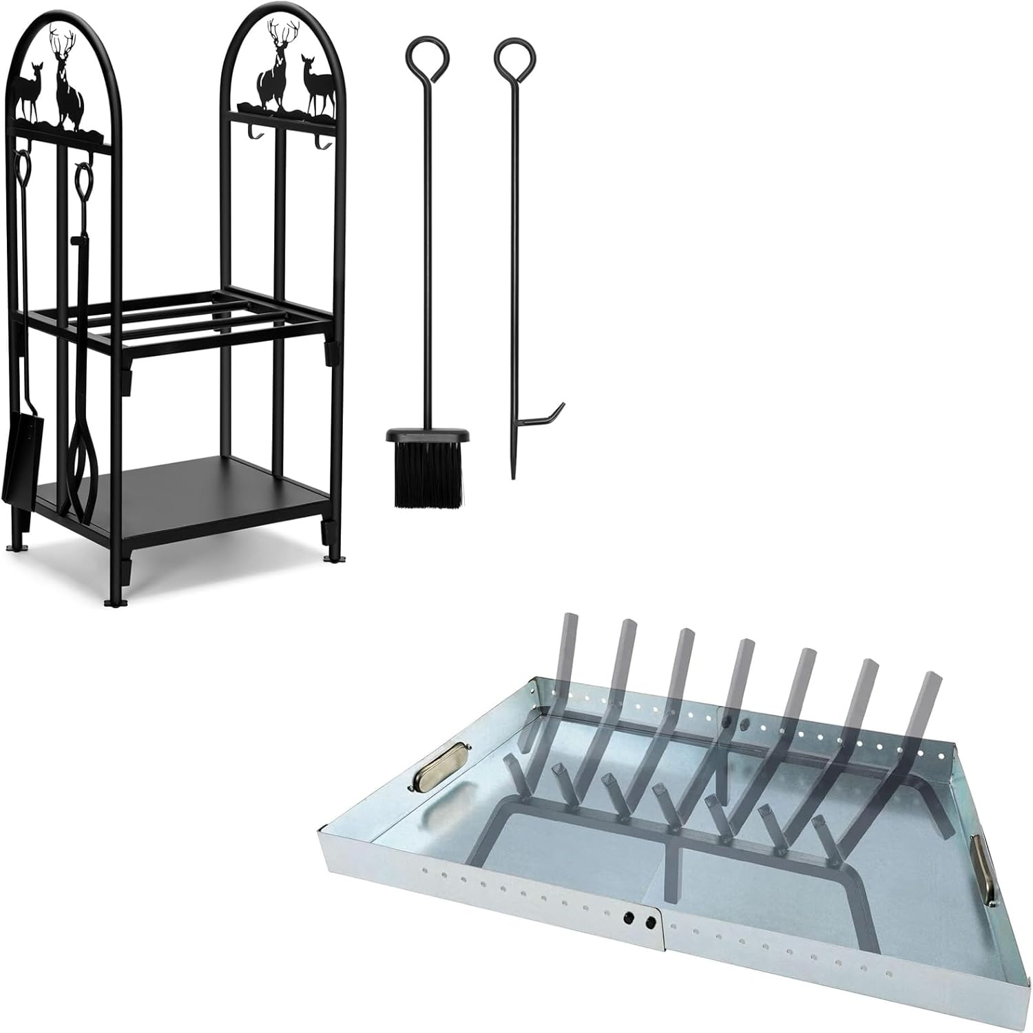 Amazon.com: INNO STAGE Firewood Log Rack, Adjustable Fireplace Tray ...