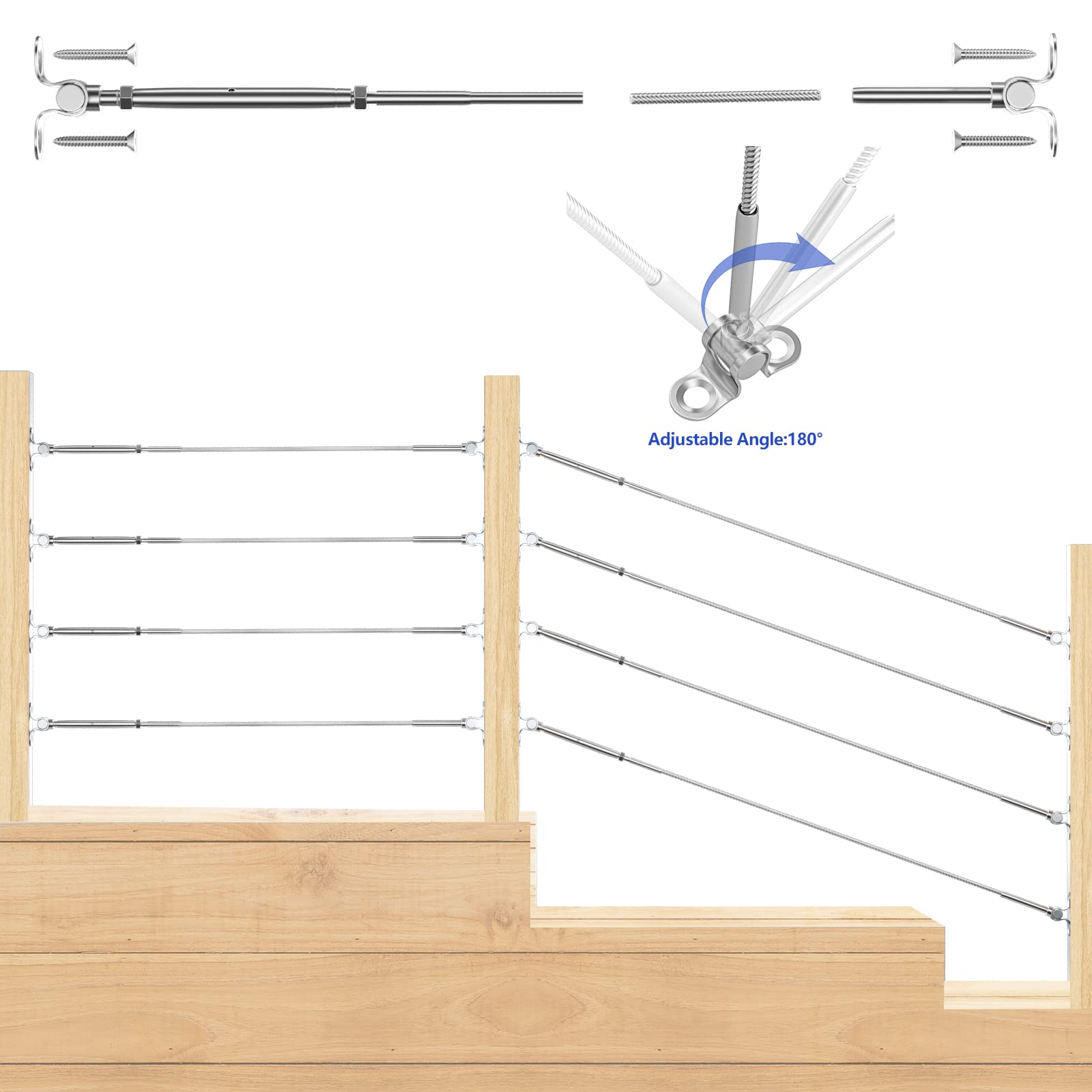 Snapklik.com : CKE 25 Pairs Cable Railing Kit 1/8" Swage Toggle ...