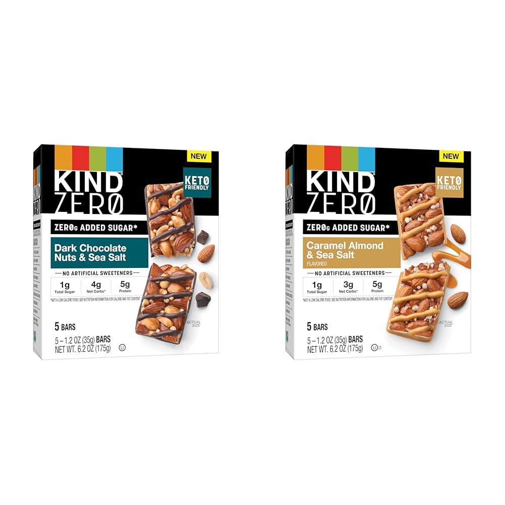 Amazon.com: KIND ZERO Added Sugar Bars, Keto Friendly Snacks, Dark ...