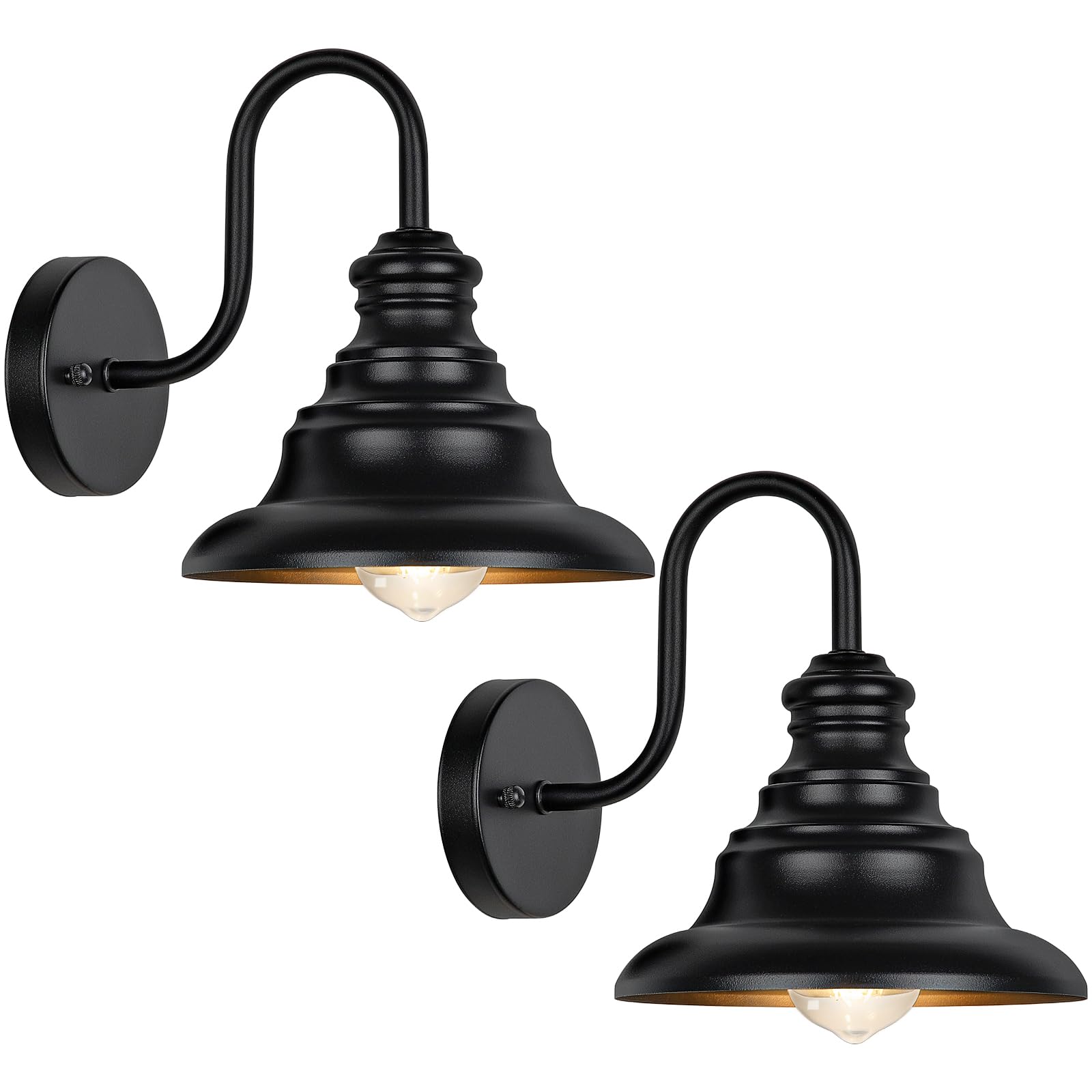 2-Pack Outdoor Wall Light Fixtures, 8in Gooseneck Porch Lights ...