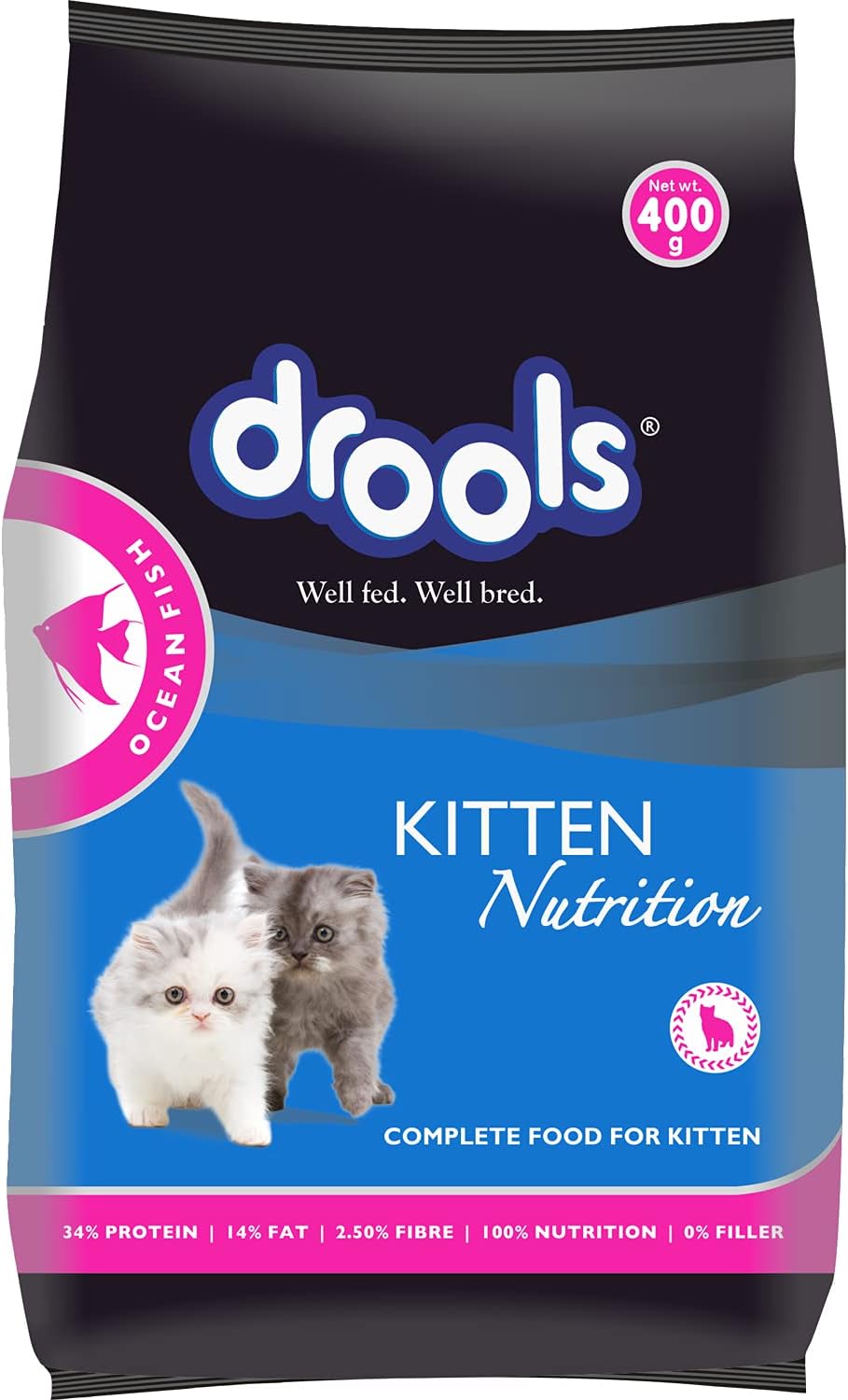 Drools Kitten Dry Cat Food, Ocean Fish Flavour 1.2Kg With Free ...